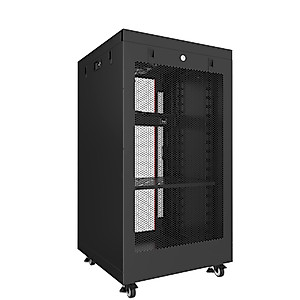 Sysracks 18U 24inch Deep Server Rack Cabinet It Enclosure Premium Series Data It Locking Under Desk Network Rack with Wheels PDU and Other Accessories