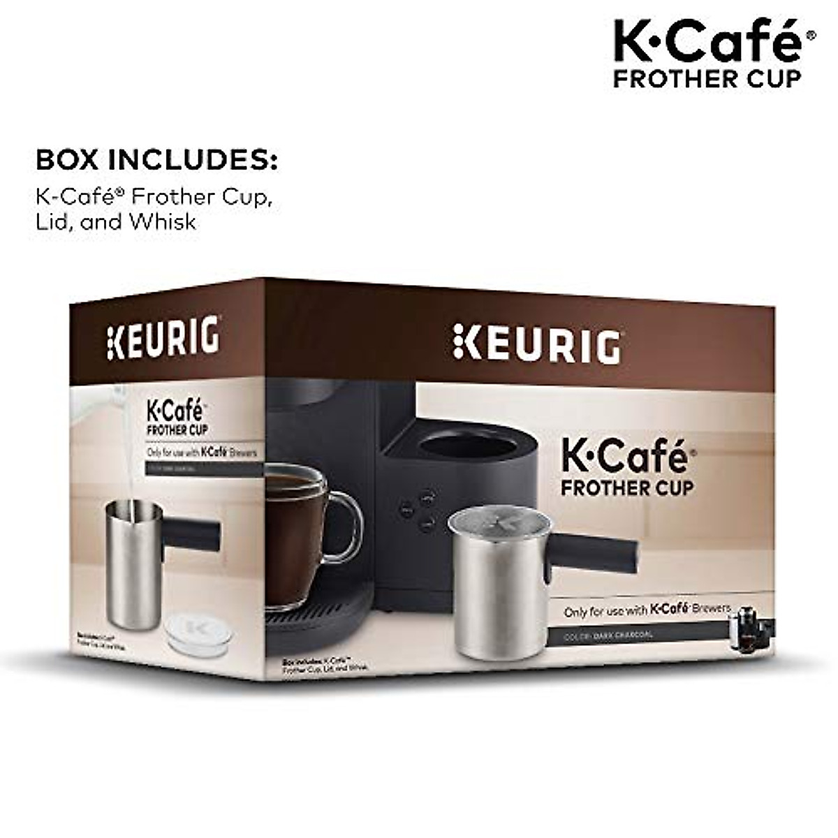 Keurig Works Non-Dairy Milk, Hot and Cold Frothing, Compatible K-Café Coffee Makers Only,34 ounce, Charcoal Frother