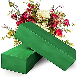 Max Shape Pack of 2 Large Size Floral Foam Blocks for Fresh and Artificial Flowers (9” L x 4” W), Wet Florist Foam Blocks for Wedding Holiday Decorations (2 pack)