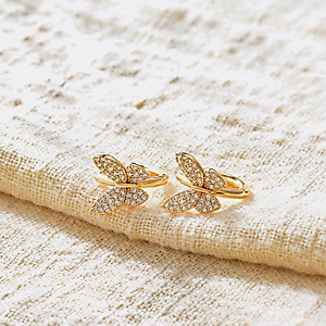 VACRONA Cubic Zirconia Huggie Earrings 14k Gold Plated Tiny Earrings Small Huggie Hoop Earrings Simple Lightweight Hoops Gift for Women