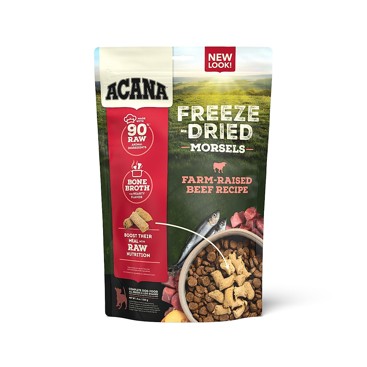 ACANA Freeze Dried Dog Food Meal & Topper, Grain Free High Protein Farm-Raised Beef Recipe, 8oz