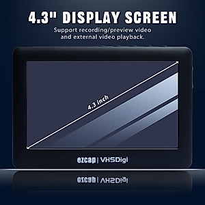 Mwin Video to Digital Converter, VHS to Digital Converter with 4.3" Screen, Capture Record Video from VCR/VHS/Hi8/DVD/Camcorder/RCA/Gaming Systems, No PC Required