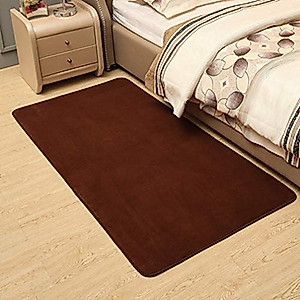 Solid Rectangular Area Rugs Soft Living Room Children Bedroom Rug Coral Fleece Anti-Slip Carpets Home Decor Modern Indoor Outdoor Runners Nursery Coffee 1.3' X 2'
