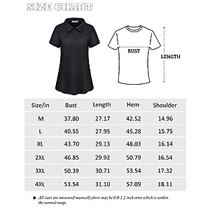 Vldnery Plus Size Golf Shirts for Women Moisture Wicking Polo Shirt 3-Button Athletic Yoga Tennis Black Tops (2XL)