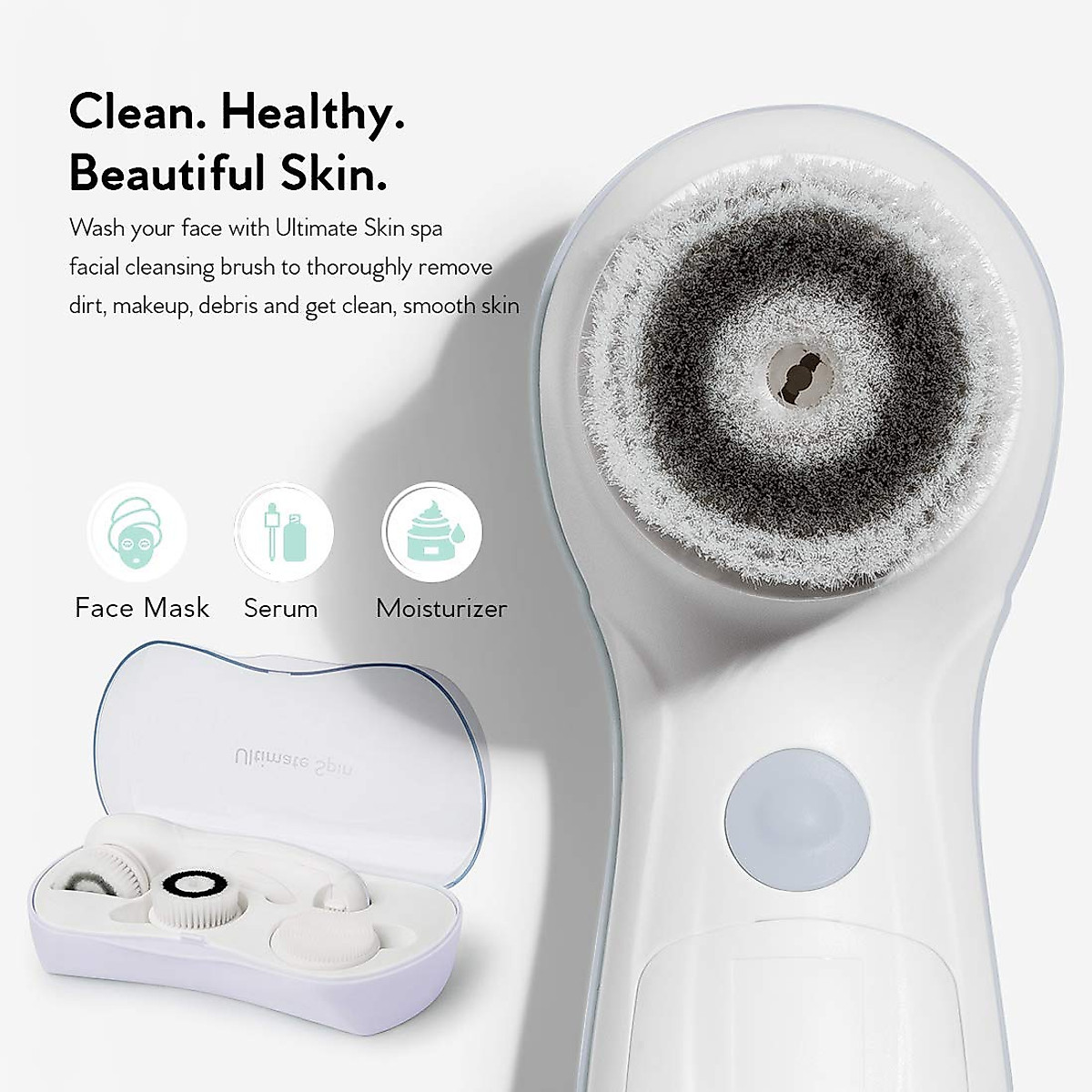 My Life My Shop Ultimate Spin Facial Cleansing Brush (Blue) Ultimate Skin Spa with 3 Interchangeable Face Brushes- Daily Cleansing, Exfoliating Brush, Silicone Brush &Protective Case