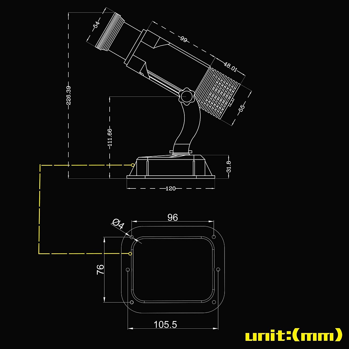 YKGOBO LED Logo GOBO Projector with Manual Zoom DJ Effect Light Including Free Custom Glass GOBO to Project Image for Hotel Company Store Wedding Advertising Indoor Use (Black)