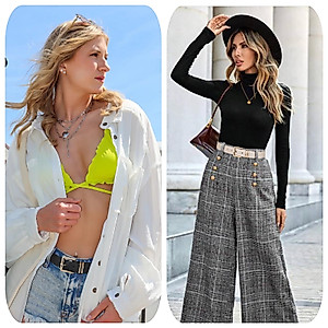 UnFader Pack 3 Women Belts for Jeans Pants, Fashion Gold Buckle Leather Belts