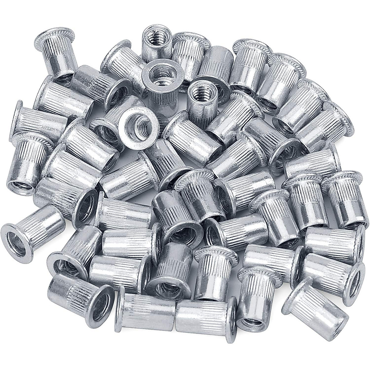 50 Pcs 1/4-20 Aluminum Flange Rivet Nut, UNC Flat Head Threaded Insert Nut