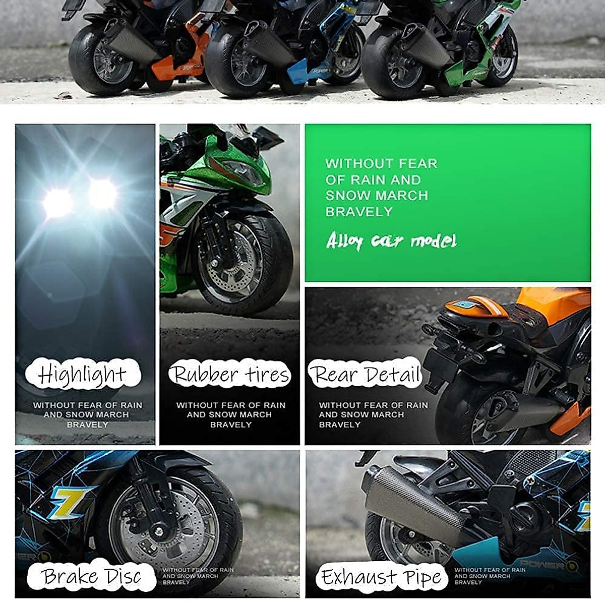 Gilumza Pull Back Motorcycle Toys, Tiny Gift with Music Lighting, Race Motorcycles Toy for Boys Kids Christmas Birthday Age 3-12 Year Old