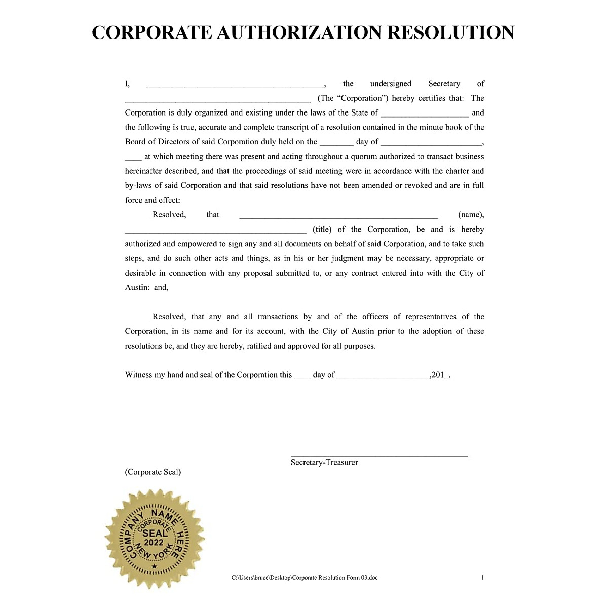 Corporate Seal Gold Foil Labels - Corp, LLC, and NFP Stickers (Customized with Your Business Information) (Corp)