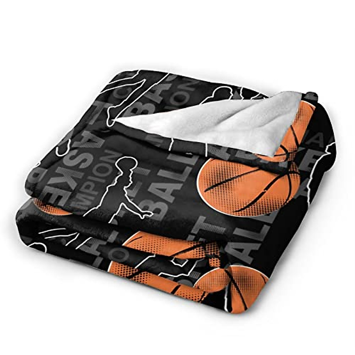 Basketball Sport Flannel Reversible Sherpa Throw Blanket Fuzzy and Soft Fleece Bed Blanket