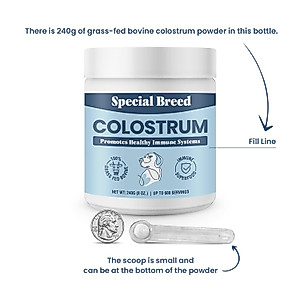 Special Breed Bovine Colostrum for Dogs and Cats, Immune Support Supplement for Allergy and Itch Relief, Grass Fed Colostrum Powder (240 Grams)