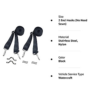 Vtete 2 Pcs Adjustable Bimini Top Straps with All 2 Snap Hooks on Each End (Not Need to Sewn It) - Marine & Awning Webbing Straps with Loops + Eye Straps - 28 inch ~ 60 inch Boat Awning Hardware