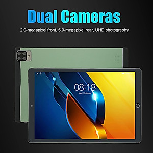 DAUZ HD Tablet, 8800mAh Green 10.1 Inch Tablet Front 200w Rear 500w for Study for Android 12 (US Plug)