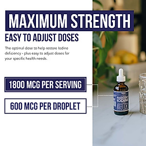 Nascent Iodine Supplement 400 Servings, Glass Bottle, Vegan, 1800 mcg - 600 mcg per Drop - Pure, Clear Color - Supports Thyroid Health, Energy, Immunity & Metabolism (2 oz.)