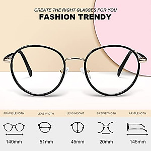 CARFIA Blue Light Glasses for Women Round Frame UV Protection Anti Eyestrain Computer Gaming Glasses