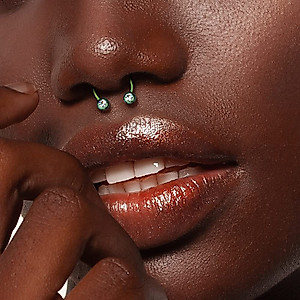 Pierced Owl 14-16GA Jewel Set IP Plated Stainless Steel Nipple Septum Cartilage Helix Circular Horseshoe Barbells, Sold as a Pair (Rainbow, 14GA (1.6mm))