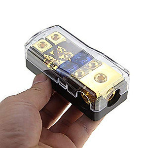 ZOOKOTO Copper Distribution Block, 0GA(4/6/8/10) GA to 4(6/8/10) GA 60 Amp Mini ANL 2 Way Fuse Holder