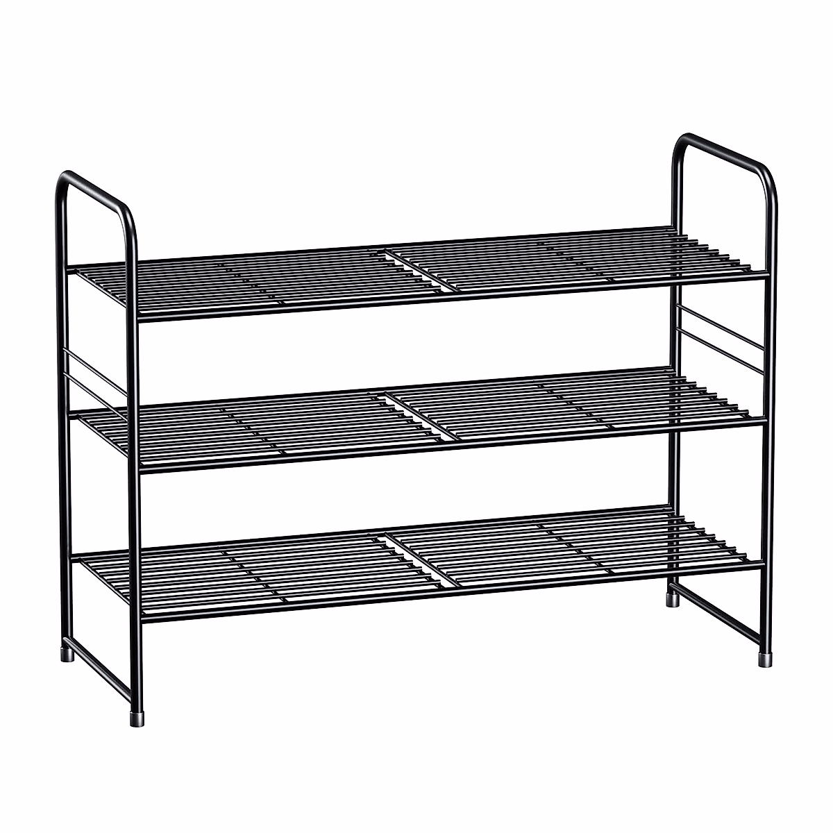 GEORIS 3 Tier Shoe Rack for Closet, Stackable & Adjustable 32" L Shoe Storage Organizer Sturdy, All Metal, Black