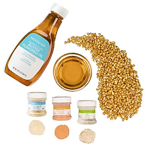 Nostalgia KPK400 Hot Air & Kettle Kit, 3 Seasonings, Oil, Popcorn Kernels, 1 Count (Pack of 1)