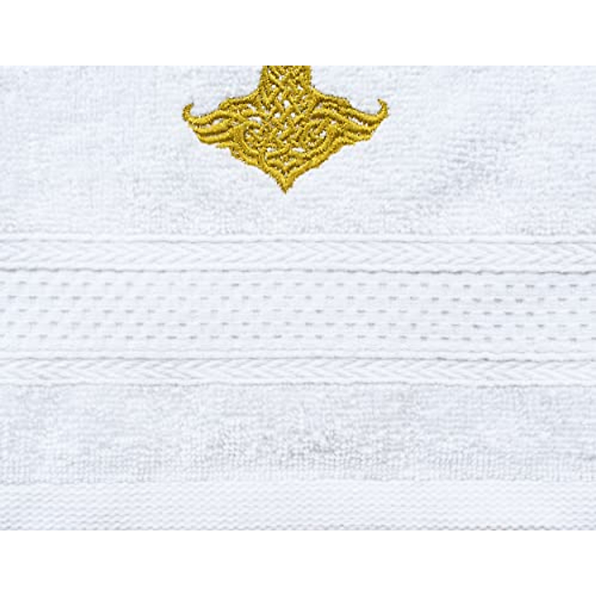 VoYa - Luxury Embroidered Turkish Cotton - 13” × 13” SWashcloth for Bathroom, Kitchen, Hotel, Spa, Gym -White