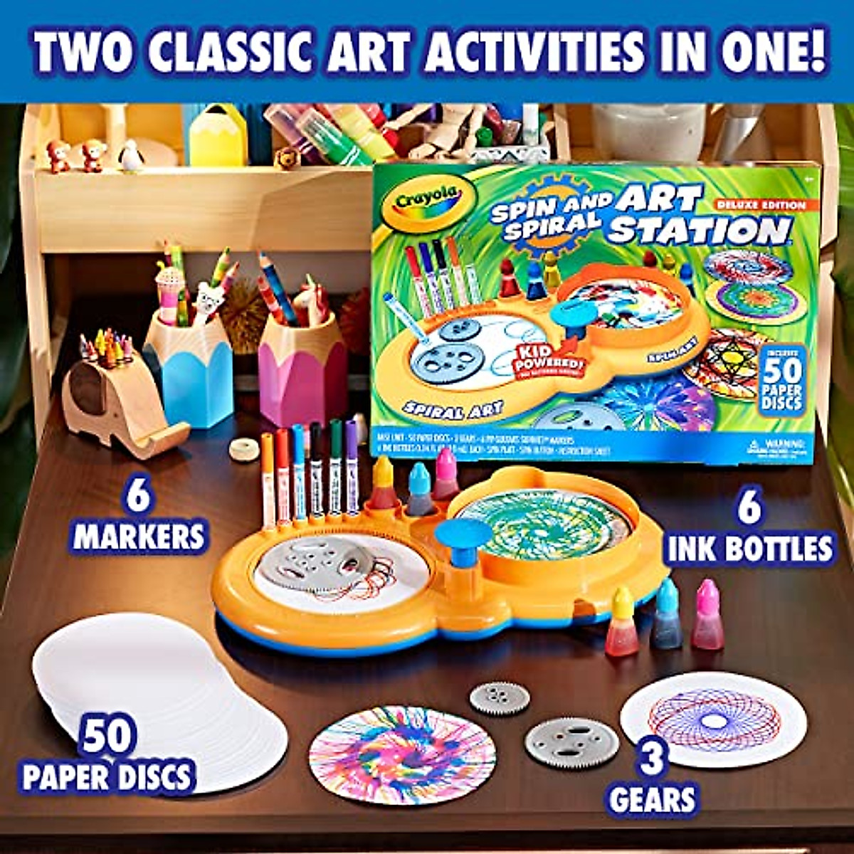 Crayola Spin & Spiral Art Station Deluxe, DIY Crafts, Toys for Boys & Girls, Gift, Ages 5, 6, 7, 8