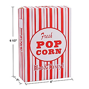Bekith 100 Pack Paper Popcorn Boxes, Close-Top Popcorn Containers Cups Bucket for Movie Party and Theater Night