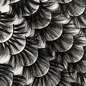 Faux Mink Lashes 25mm 6D Natural Long Fluffy Mink Fur False Eyelashes Cat-Eye Wispy Lashes Volume 20 pairs