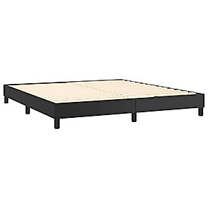 Youuihom Queen Beds Frame, Queen Bed Frame Platform, Bed Frame Furniture, Box Spring Bed for Bedroom, Hotel, Apartment, with Mattress Black 72"x83.9" California King Faux Leather
