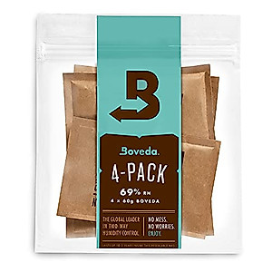 Boveda 69% Two-Way Humidity Control Packs For Plastic and Wood Containers Size 60 – 4 Pack – Moisture Absorbers – Humidifier Packs – Hydration Packets in Resealable Bag