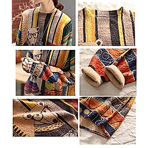 YESNO Women Sweater Graphic Oversized Pullover Sweaters Casual Loose Long Sleeve Knit Tops M S01 CR31