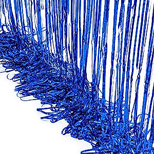BRAVESHINE 3.2 ft x 8.2 ft Tinsel Foil Fringe Curtains Metallic Photo Booth Backdrops Party Supplies for Birthday Wedding Christmas Bridal Bachelorette Holiday Decorations - 2 Navy Blue + 2 Pure Gold