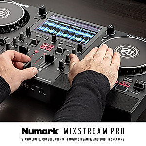 Numark Mixstream Pro Standalone System with Speakers, 7” Touch Screen, WiFi Streaming, 2 Channels & FX