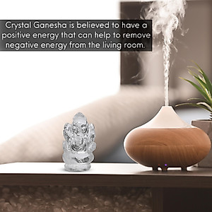 Clear Quartz Ganesha Idol - Crystal Ganesha Idol for Car Dashboard - Spiritual Home, Office and Room Table Decor Ganesha Statues Made of Crystals and Healing Stones