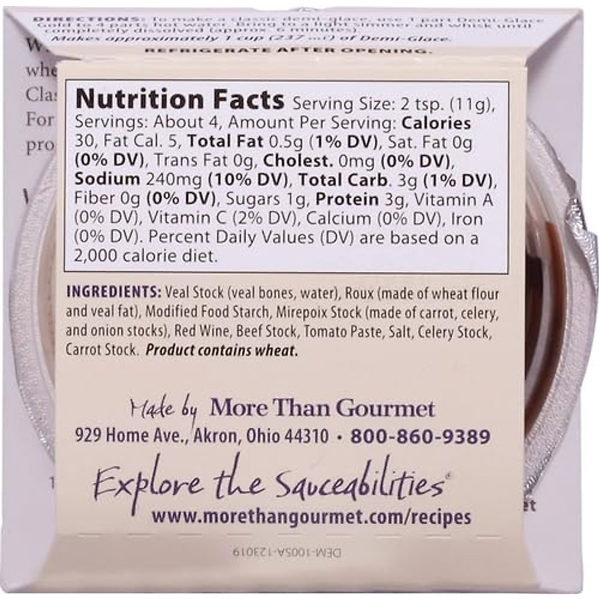 More Than Gourmet Classic French Demi Glace, Veal, 1.5 Oz