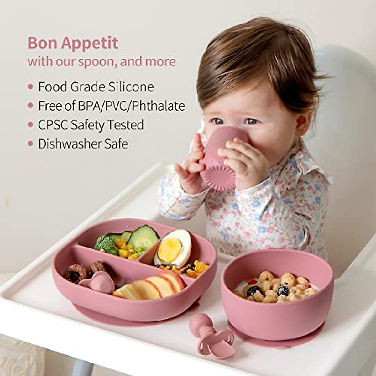 SAMiGO Silicone Baby Spoons Self Feeding 6+ Months - Infant Toddler Utensils - First Stage Baby Led Weaning Feeding Supplies - Set of 3 Pack