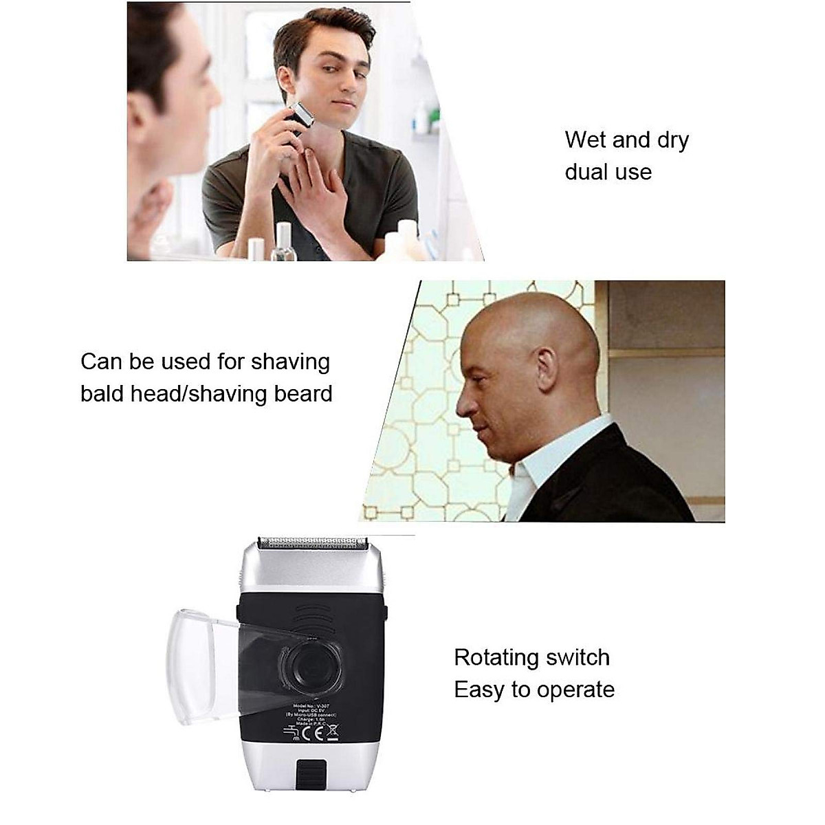 Electric Foil Shavers for Men, Mens Beard Shaver Lithium Electric Men's Multifunctional 2 in 1 Foil Trimmer Shaving Machine Clippers for Hair Cutting