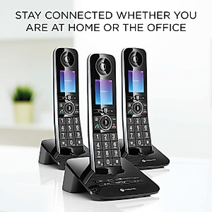 Motorola Voice D8713 Cordless Phone System w/3 Digital Handsets + Bluetooth to Cell, Answering Machine, Call Block - Black