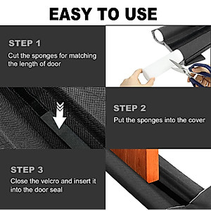 WEXHUG Waterproof Twin Door Draft Stopper Adjustable Size 30" to 36" Weather Stripping Noise Blocker Window Breeze Blocker (Black)…