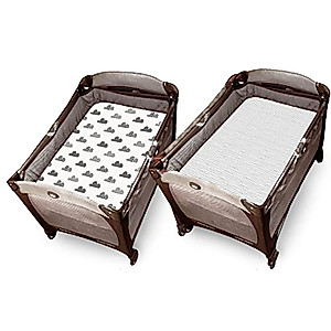 100% Organic Cotton Fitted Sheets for Graco Pack n Play, Babyletto, Pamo Babe, Hiccapop, Dream on Me, Evenflo, Baby Trend, Hygge Hush Portable/Mini Crib/Playards, and Beka Bedside Bassinet 2 Pk