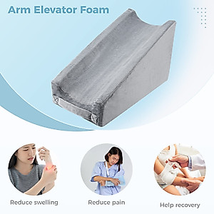 Anjetan Upgraded Arm Elevation Pillow, Ergonomic Elbow Support Pillow for Bed Sores, Soft Arm Rest Wedge Pillow with High Density Foam for Sleeping Recovery Care -Detachable Case