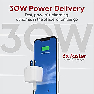 TALK WORKS USB-C Wall Charger Compatible w/iPhone 13/13 Pro/13 Pro Max/14/14 Plus/14 Pro/14 Pro Max, Laptop Computers - Single Port Fast Wall Charger Block Cube (White)