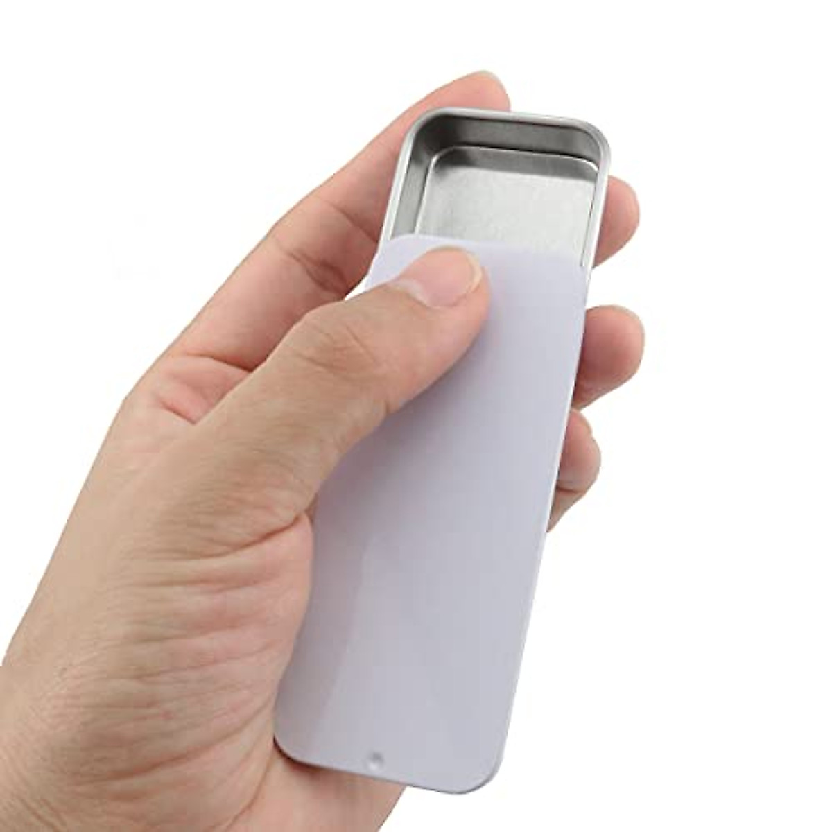 Tin Box ITROLLE 6PCS 80x34x10mm Rectangular Metal Tin Containers Empty Hinged Tins Containers Holders for Candies Jewelry Crafts Pills Survival Kit