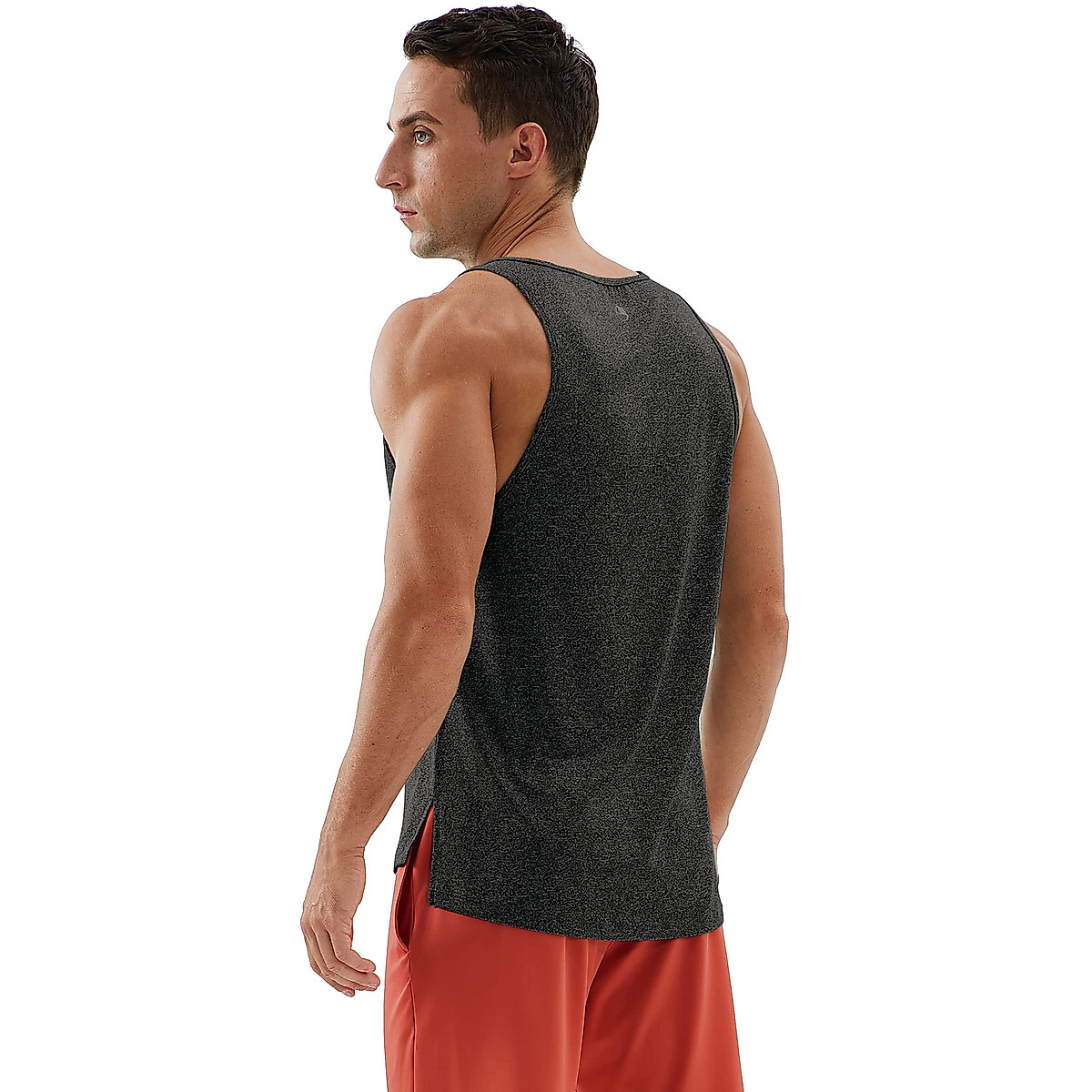 icyzone Workout Tank Tops for Men - Running Muscle Tank Exercise Gym Tops Athletic Shirts (Black Heather, Medium)