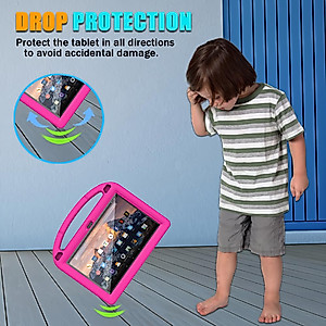 All-New Tablet Kids Case for 2021 Tablets 10in - Patamiyar Light Weight Shock Proof 10" Kids Friendly Case with Screen Protector Handle Stand Imcompatible with 10inch Samsung iPad Tablets -Rose