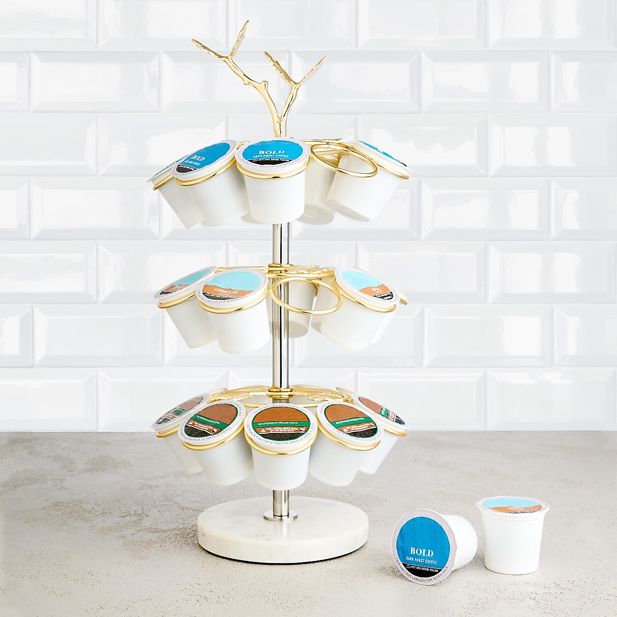 Godinger K Cup Holder, Coffee Pod Carousel for K-Cups, Spins on Marble Base, 27 K Cup Holder, Kitchen Counter Organizer, Kitchen Décor, House Warming Gifts New Home