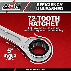 ABN Combo Ratchet Wrench Set SAE and Metric Sizes - 22 Pc Ratcheting Wrench Set with Travel Pouch