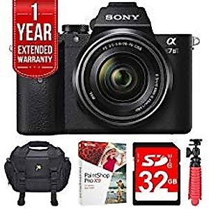 Sony ILCE7M2K/B Alpha 7II Mirrorless Interchangeable Lens Camera with 28-70mm OSS Lens Bundle with 1 YR CPS Protection Pack, 32GB Card, Paint Shop Pro, Camera Bag and Accessories (9 Items)