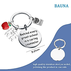 BAUNA School Counselor Keychain Counselor Gifts Behind Every Great School Is A Caring Counselor Gift for Principal Consultant (School Counselor Keychain)
