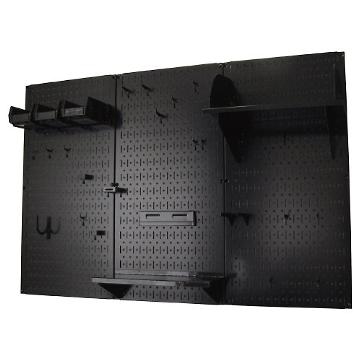 Pegboard Organizer Wall Control 4 ft. Metal Pegboard Standard Tool Storage Kit with Black Toolboard and Black Accessories
